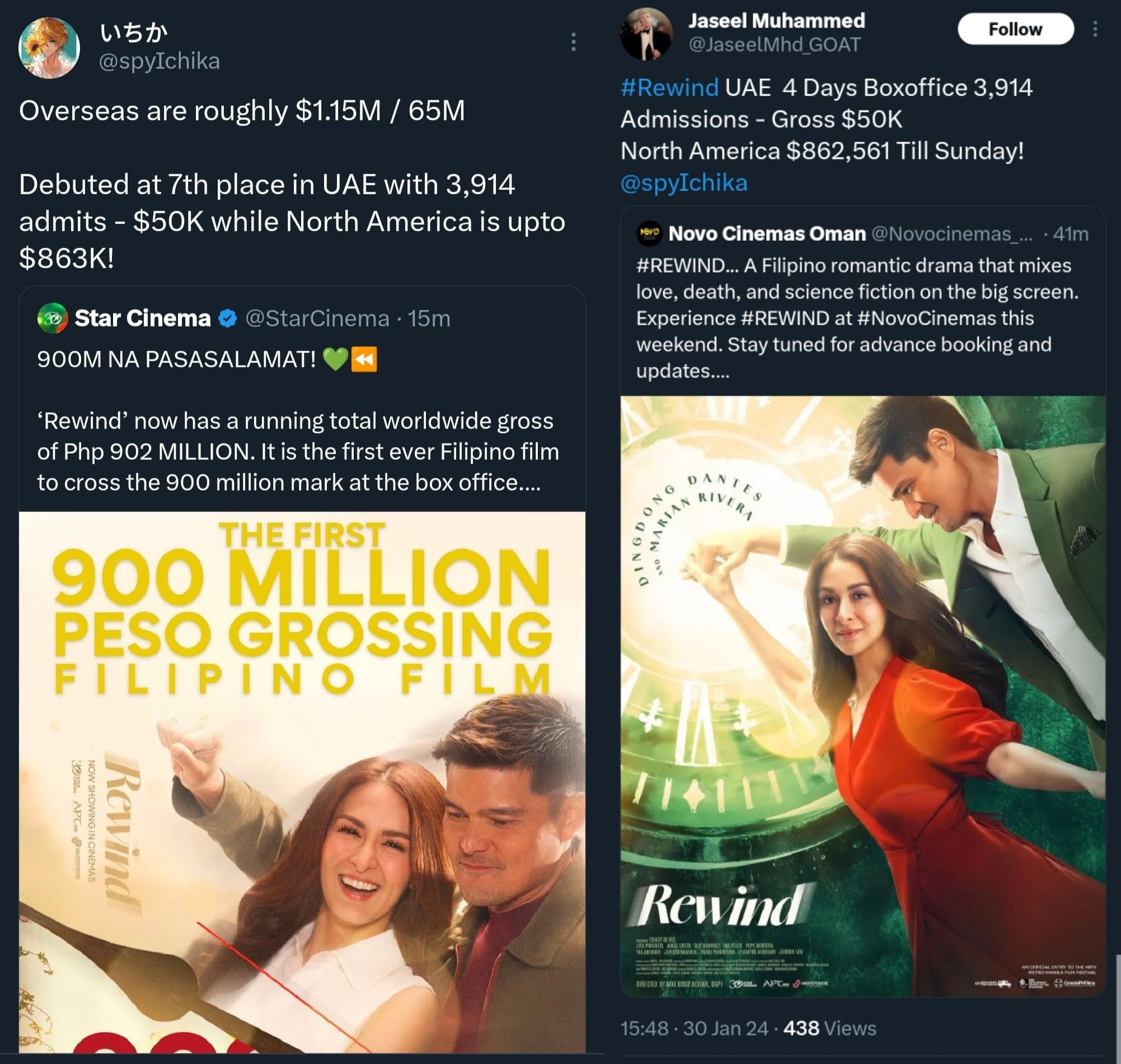 "Rewind" is breaking Filipino movie box office records. - F*XOXO