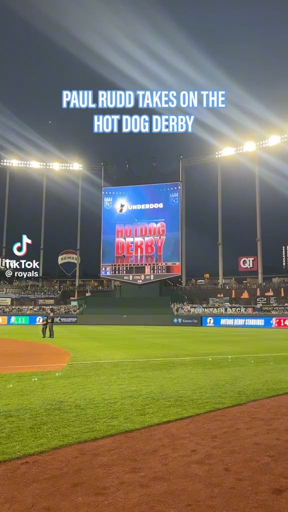 Paul Rudd participated in the hotdog derby at the Kansas City Royals ...