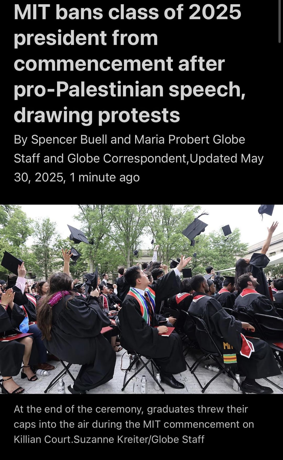 MIT bans class of 2025 president from commencement after pro ...