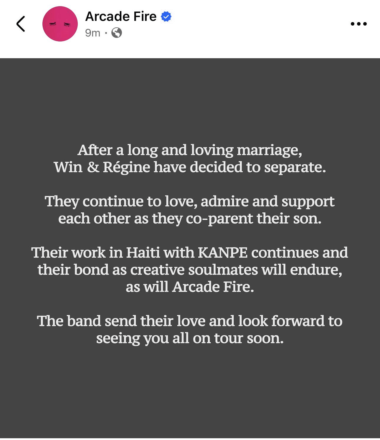 Arcade Fire announces divorce – F*XOXO