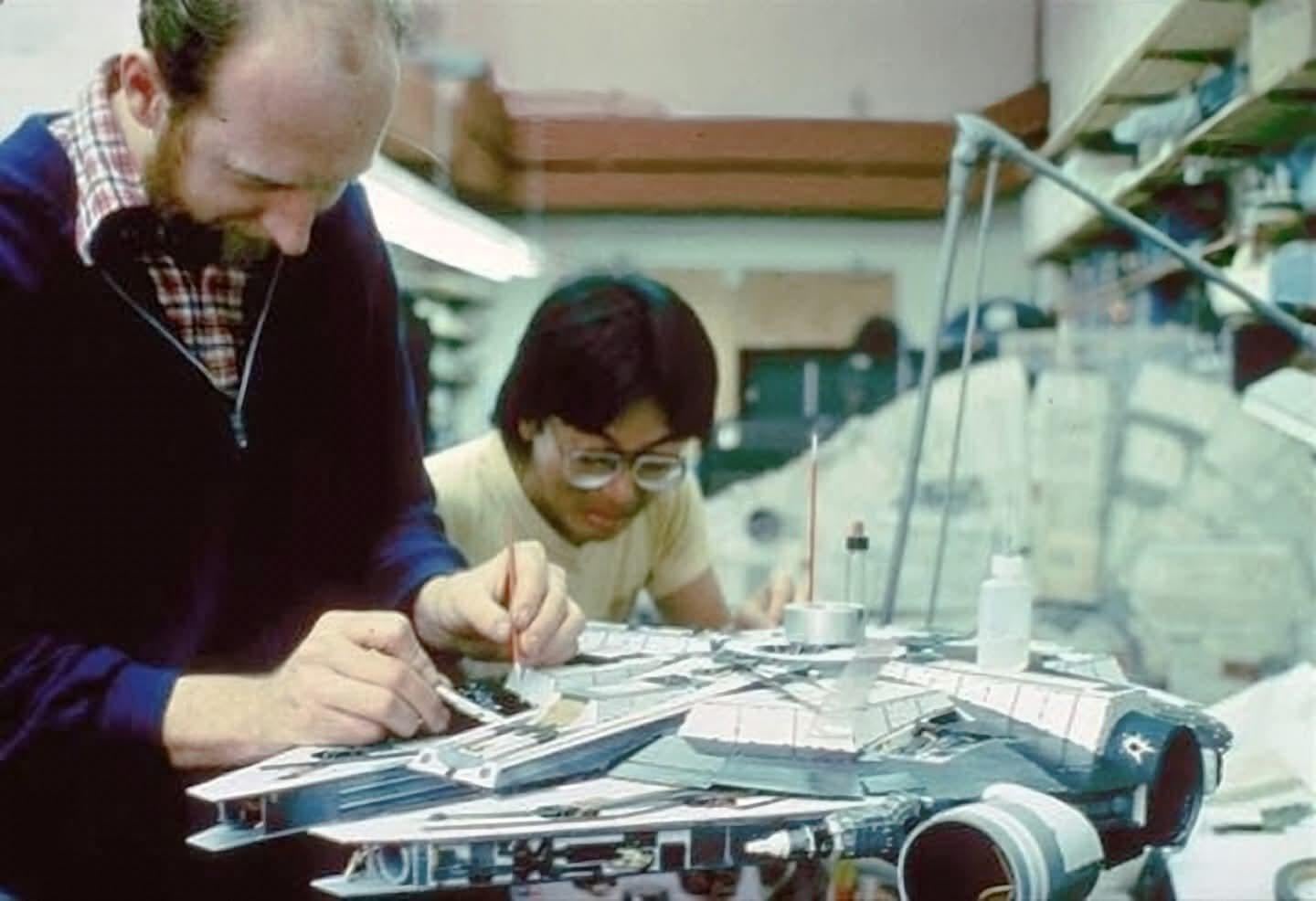 Steve Gawley works on the smaller Falcon model. The larger (5 foot ...