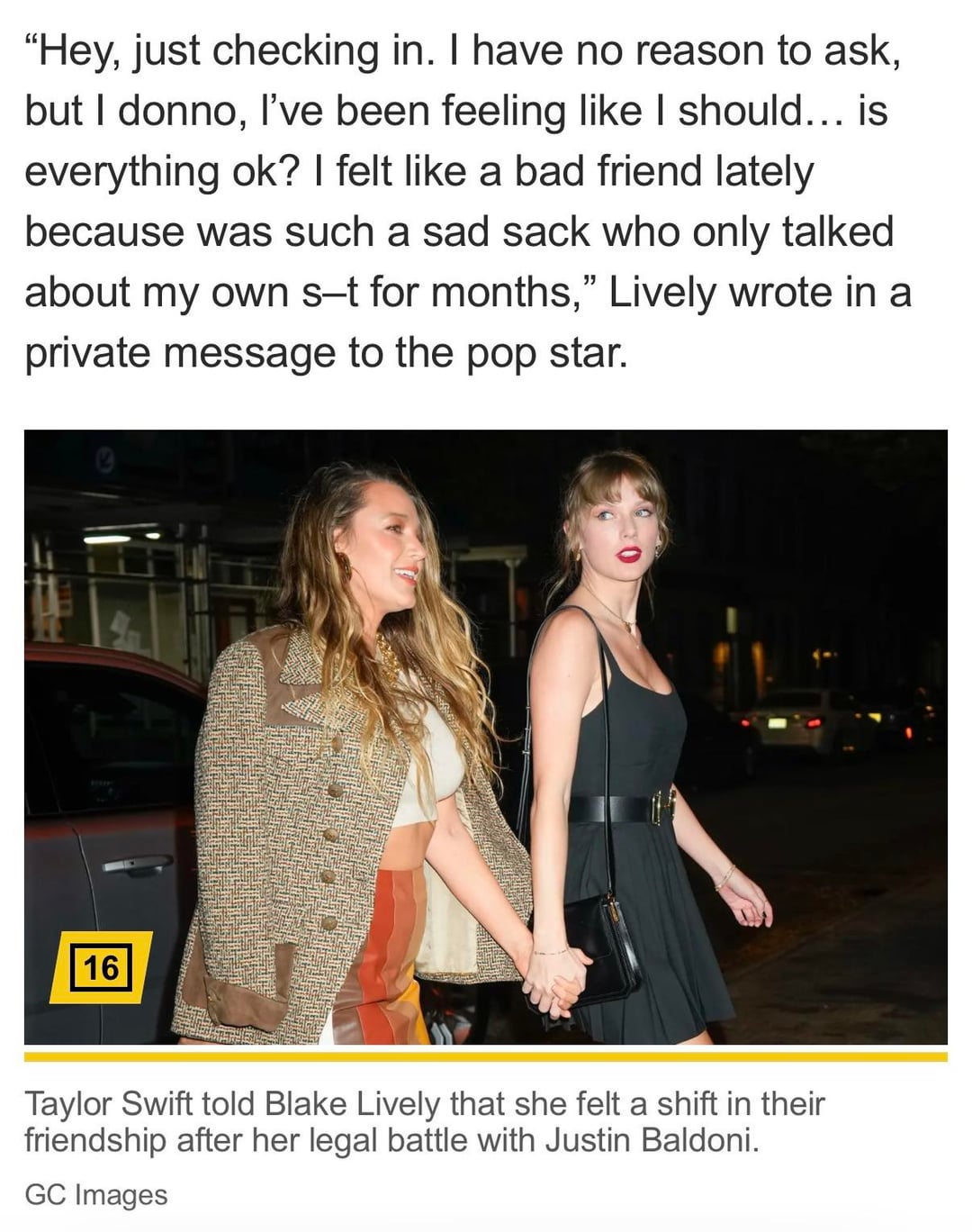 Blake Lively and Taylor Swift address friendship ‘shift’ in newly ...