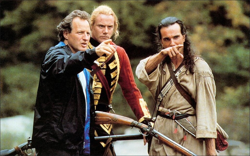 Michael Mann and Daniel Day-Lewis on the set of The Last of the ...