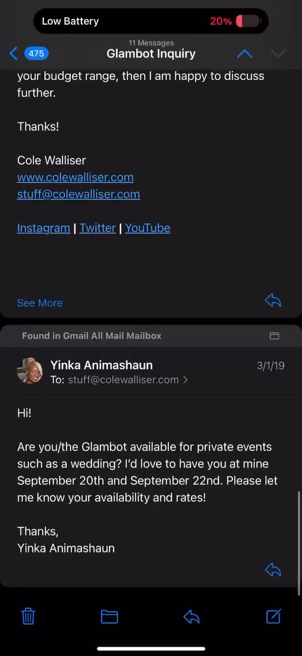 Cole Walliser being rude in emails to a possible client who wanted to ...