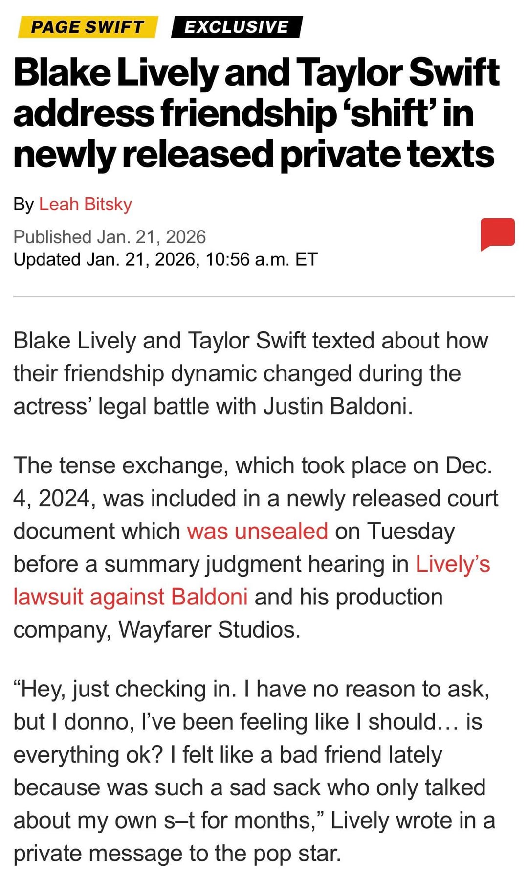Blake Lively and Taylor Swift address friendship ‘shift’ in newly ...