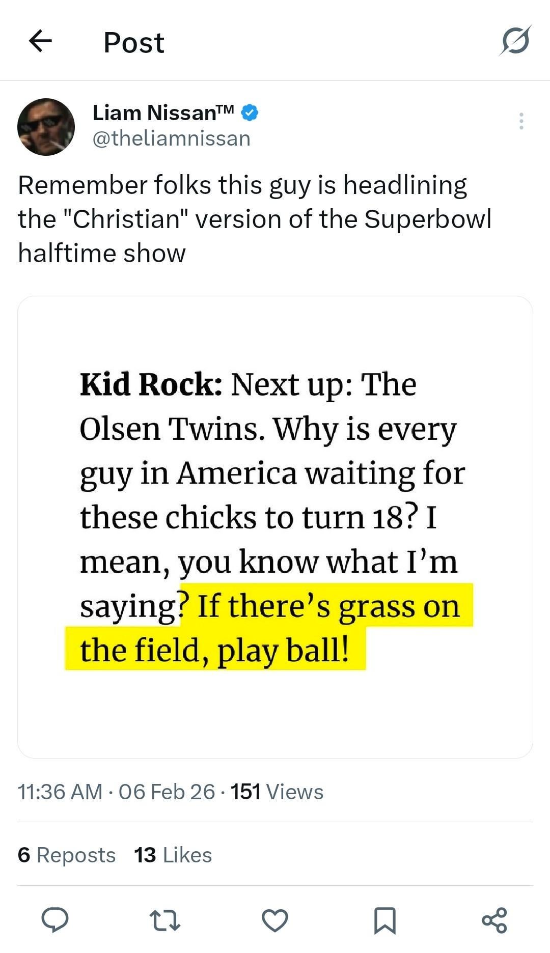 Kid Rock Headlining the Christian Halftime Show - F*XOXO